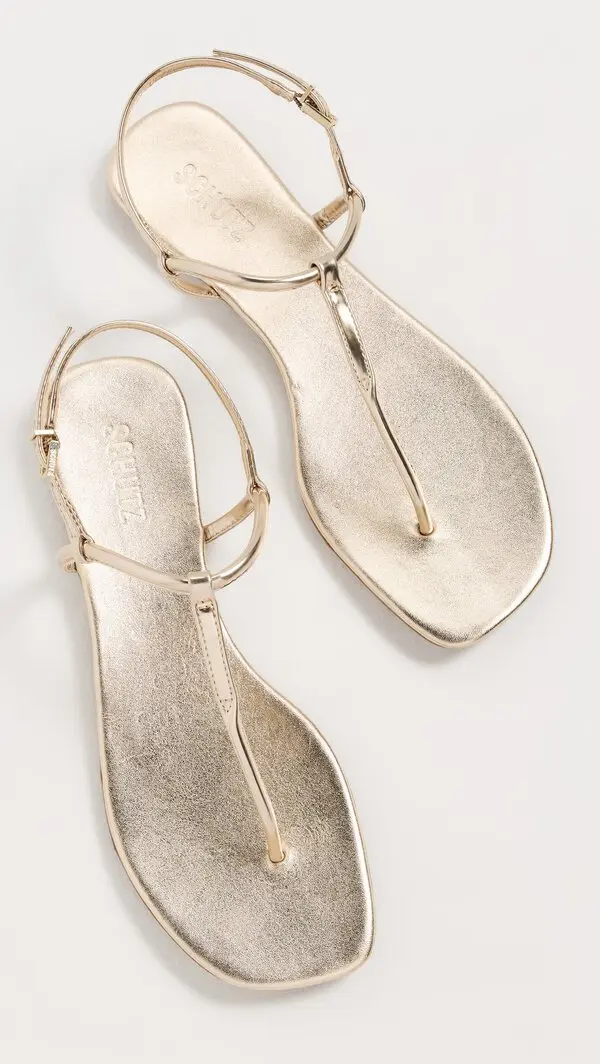 Schutz Elsha Thong Sandals - Gold