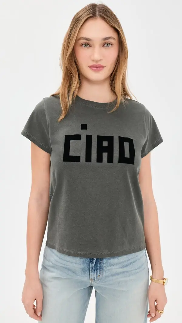 Clare V. Flocked Block Ciao Tee