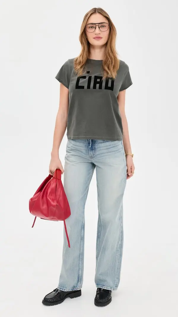 Clare V. Flocked Block Ciao Tee