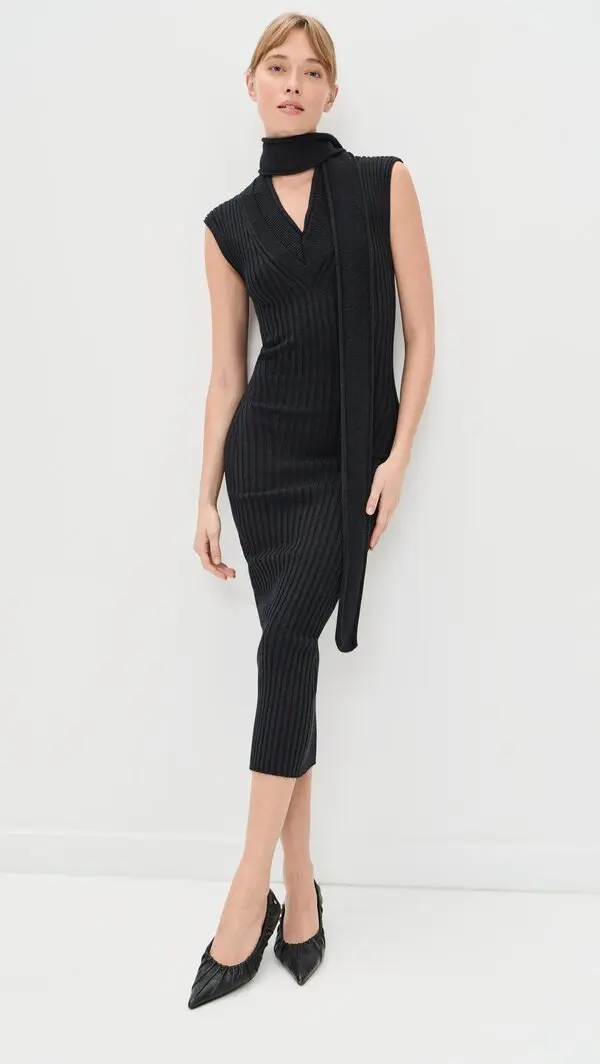 AISLING CAMPS Ribbed Knit Scarf Dress
