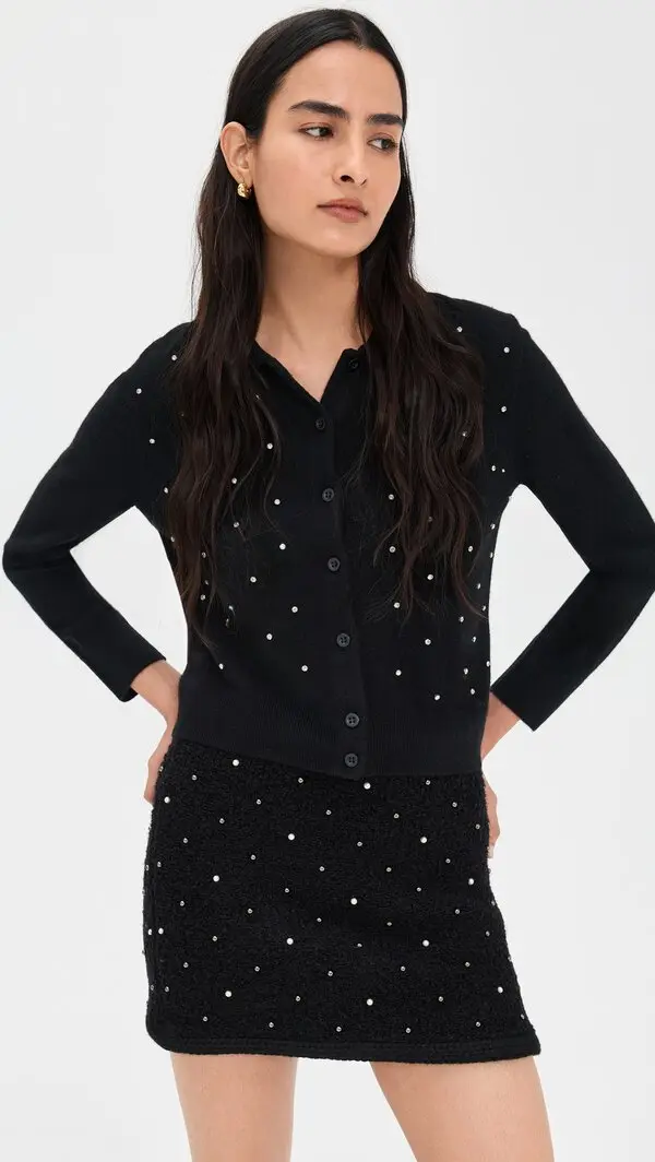FRAME Rhinestone Embellished Wool-cashmere Cardigan