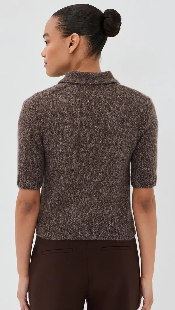 LISA YANG Cashmere Silk Polo Neck Sweater - Soft Bark