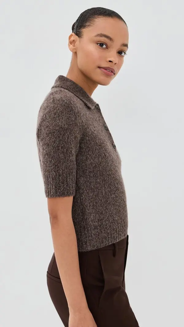 LISA YANG Cashmere Silk Polo Neck Sweater - Soft Bark