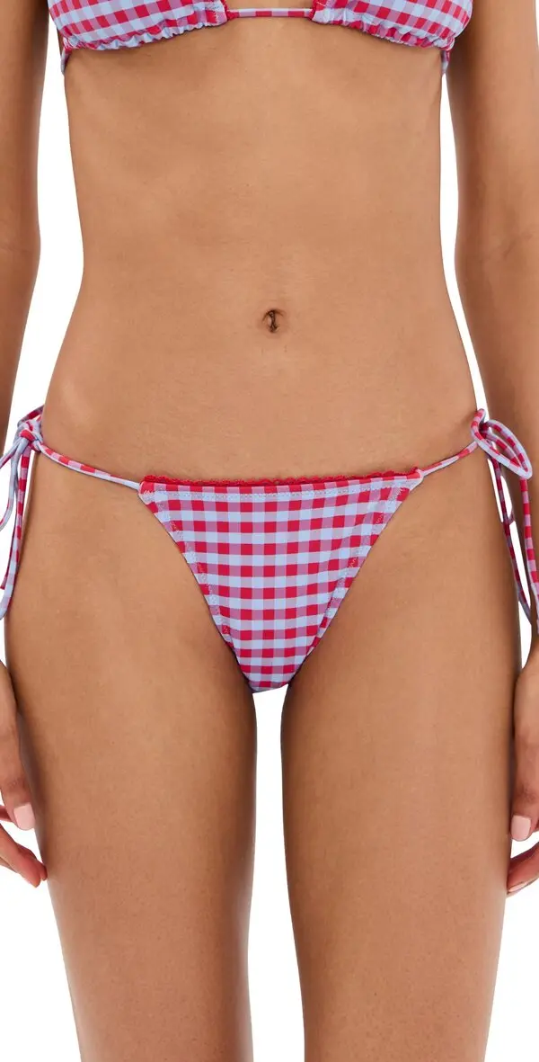 DAMSON MADDER Tie Side Bikini Bottoms - Blue/red