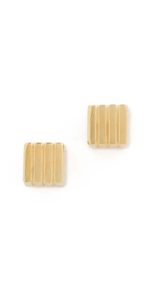 IVI LOS ANGELES Mini Cube Stud Earrings - Yellow Gold