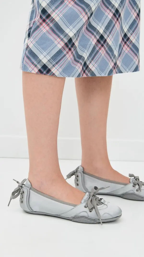 Acne Studios Satin Lace-up Ballerina Flats