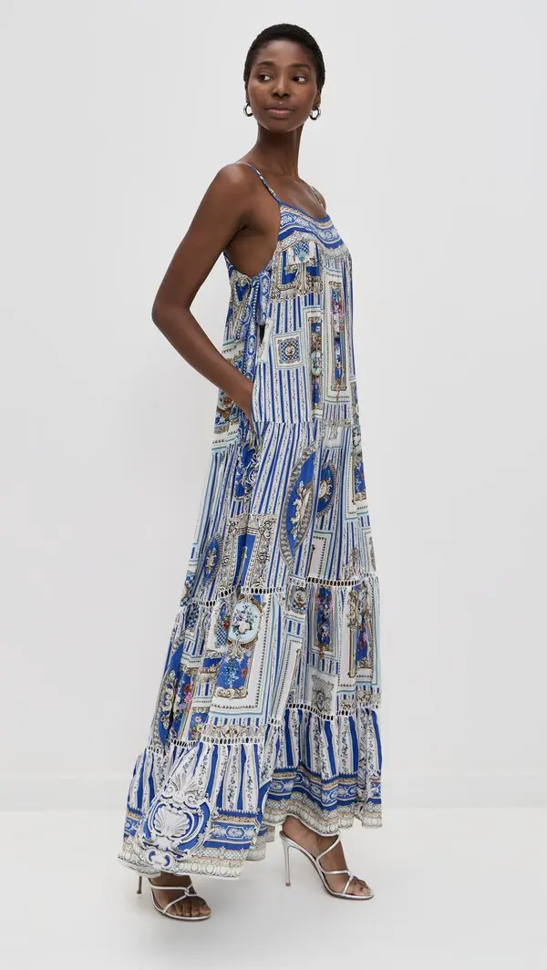 knee length dresses for ladies The Haute Passport Long Dress With Tie Front| CAMILLA US – CAMILLA