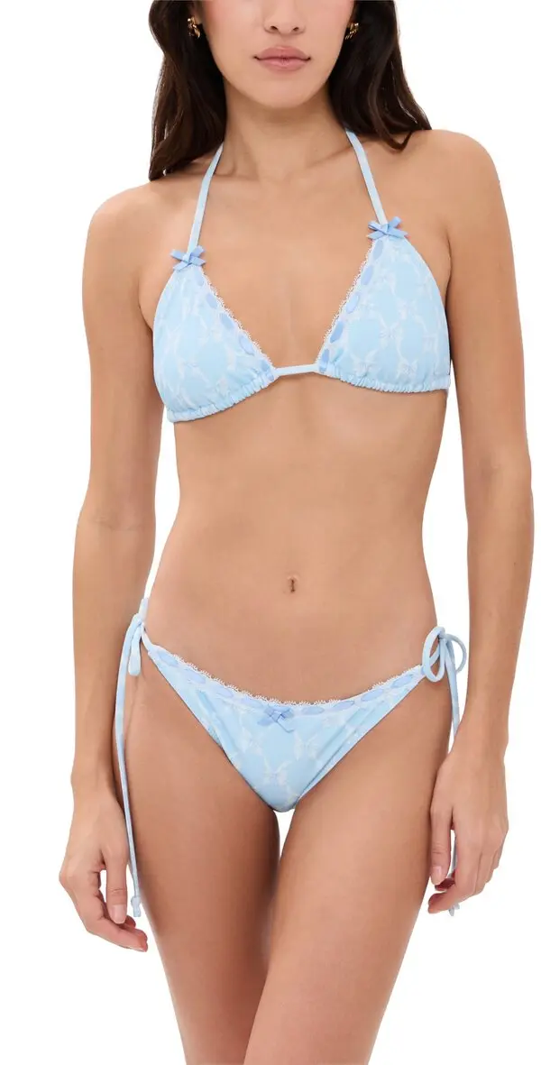 LoveShackFancy Harbor Bikini Set - Chilled Blue