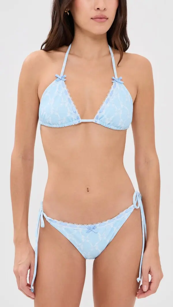 LoveShackFancy Harbor Bikini Set - Chilled Blue