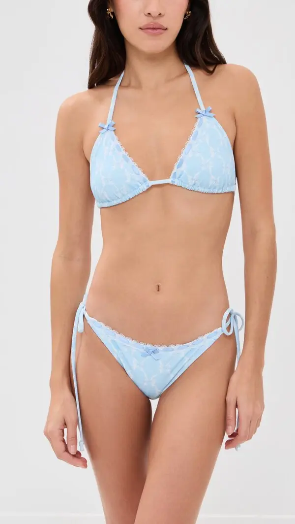 LoveShackFancy Harbor Bikini Set - Chilled Blue