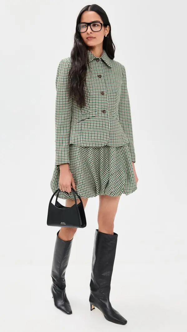 LA LIGNE Houndstooth Bubble Skirt