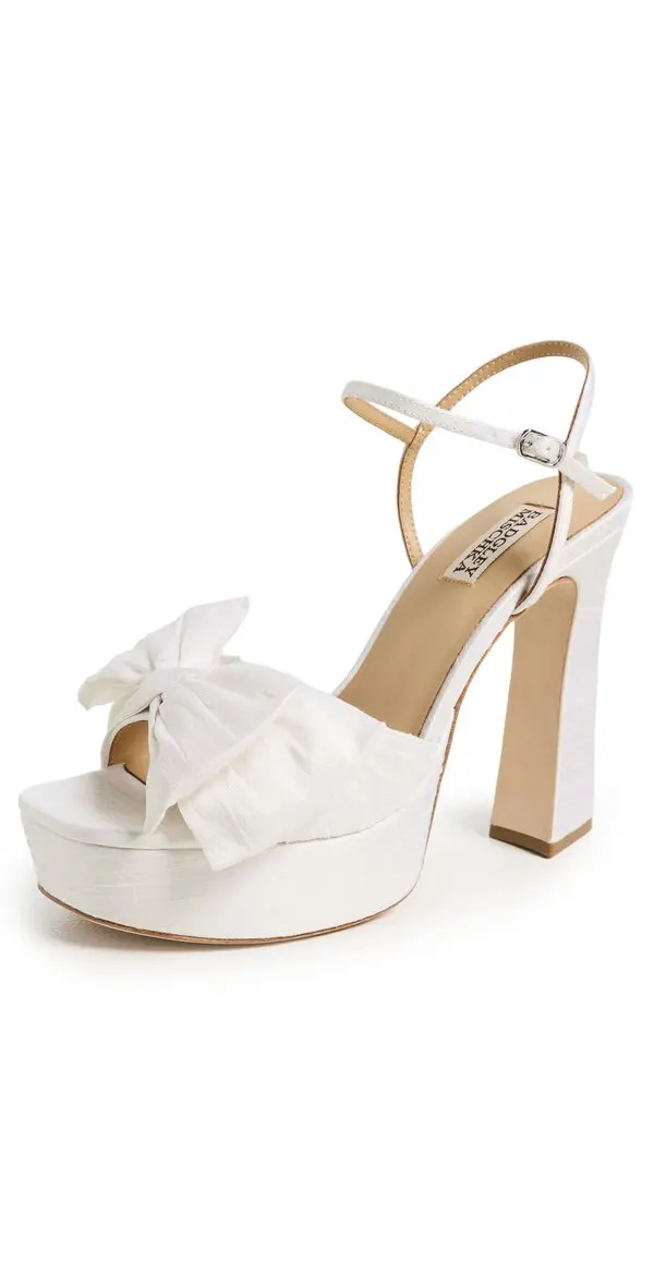 Badgley Mischka Olivia Platform Heels - White Silk