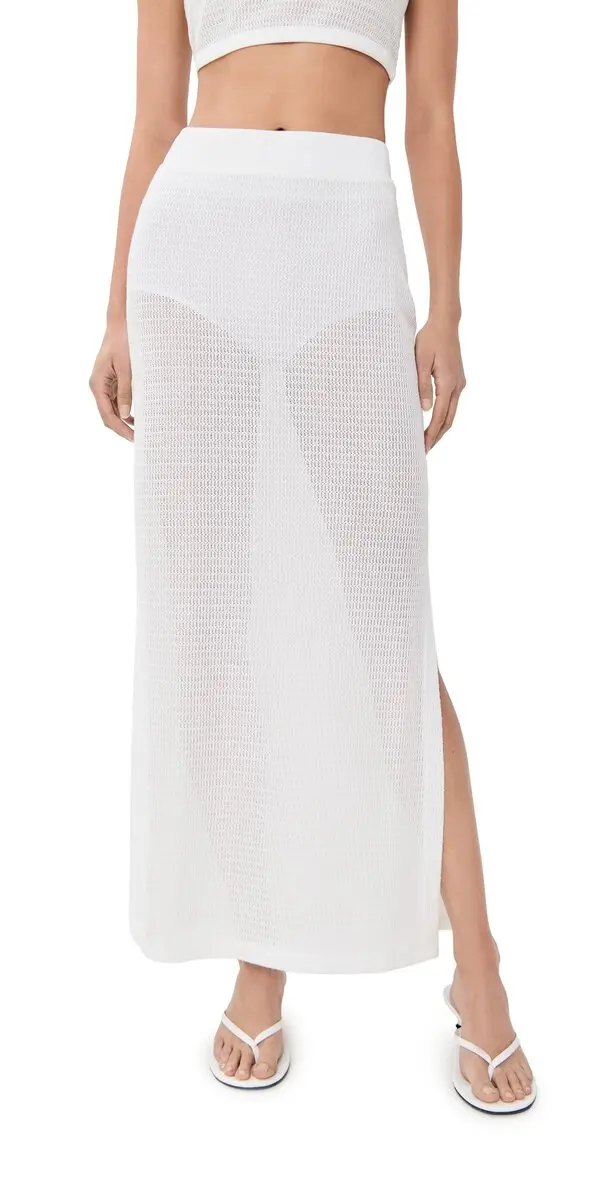 Simkhai Nicky Crochet Midi Skirt - White
