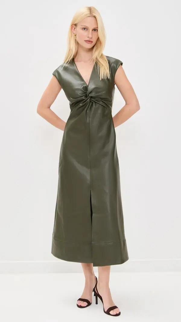 Tanya Taylor Tracy Faux Leather Midi Dress
