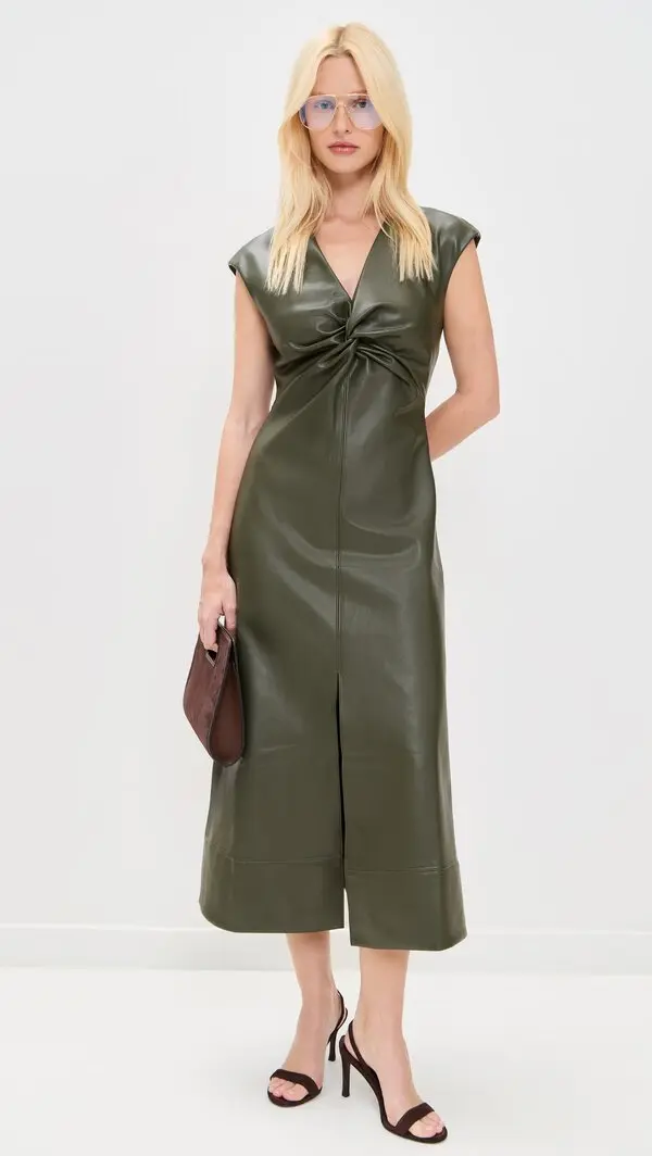 Tanya Taylor Tracy Faux Leather Midi Dress