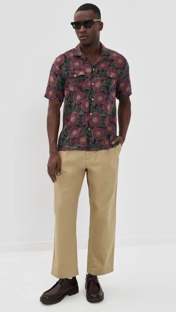 Faherty Brand Short Sleeve Reserve Basque Camp Shirt