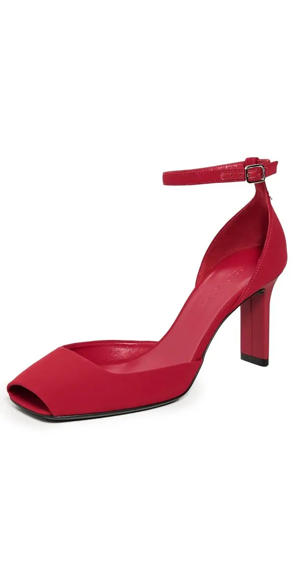 COURREGES Peep Toe Jersey Pumps - Ruby