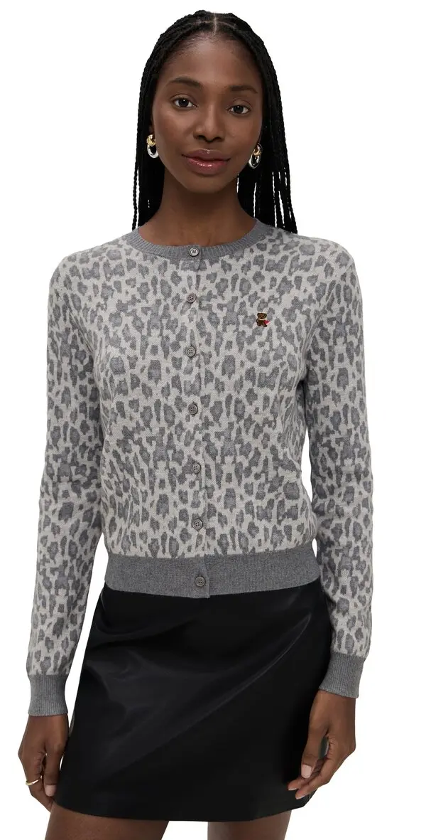 GUIZIO June Relaxed Leopard Cardigan