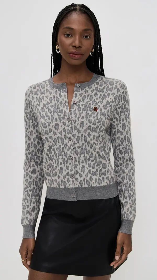 GUIZIO June Relaxed Leopard Cardigan