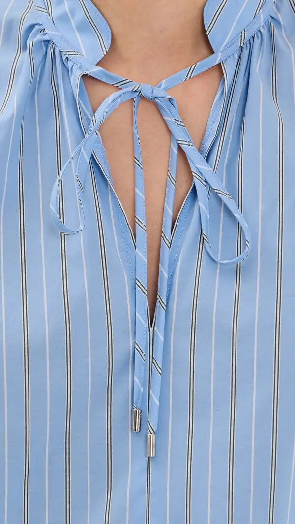 Veronica Beard Kaits Striped Blouse - Ice Blue Multi