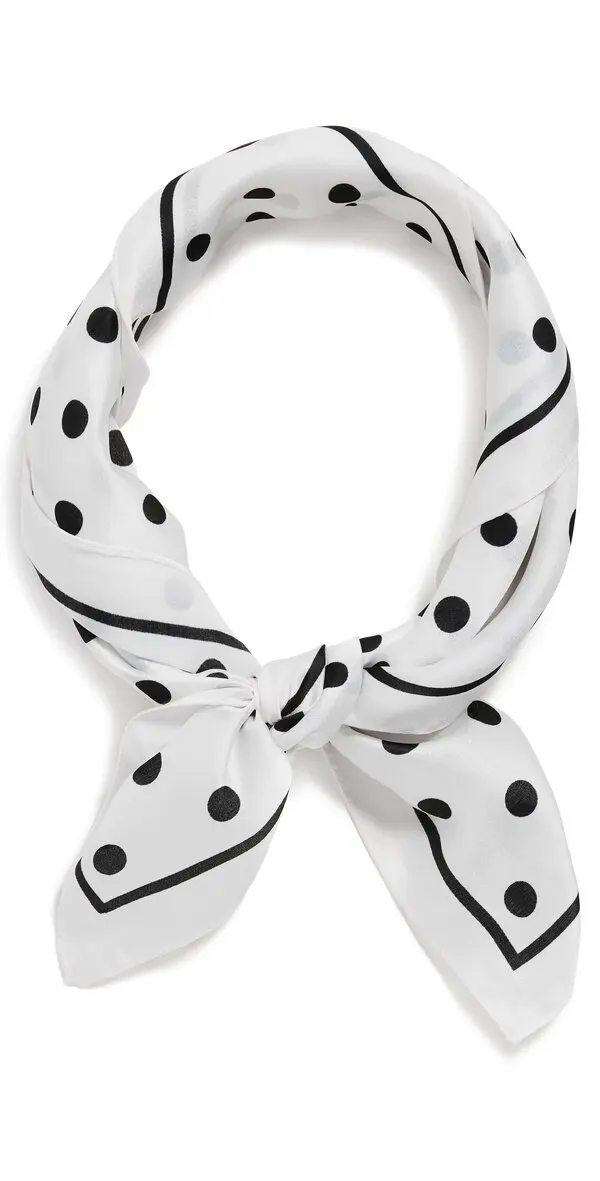 Lele Sadoughi Polka Dot Square Satin Scarf - Jet Ivory