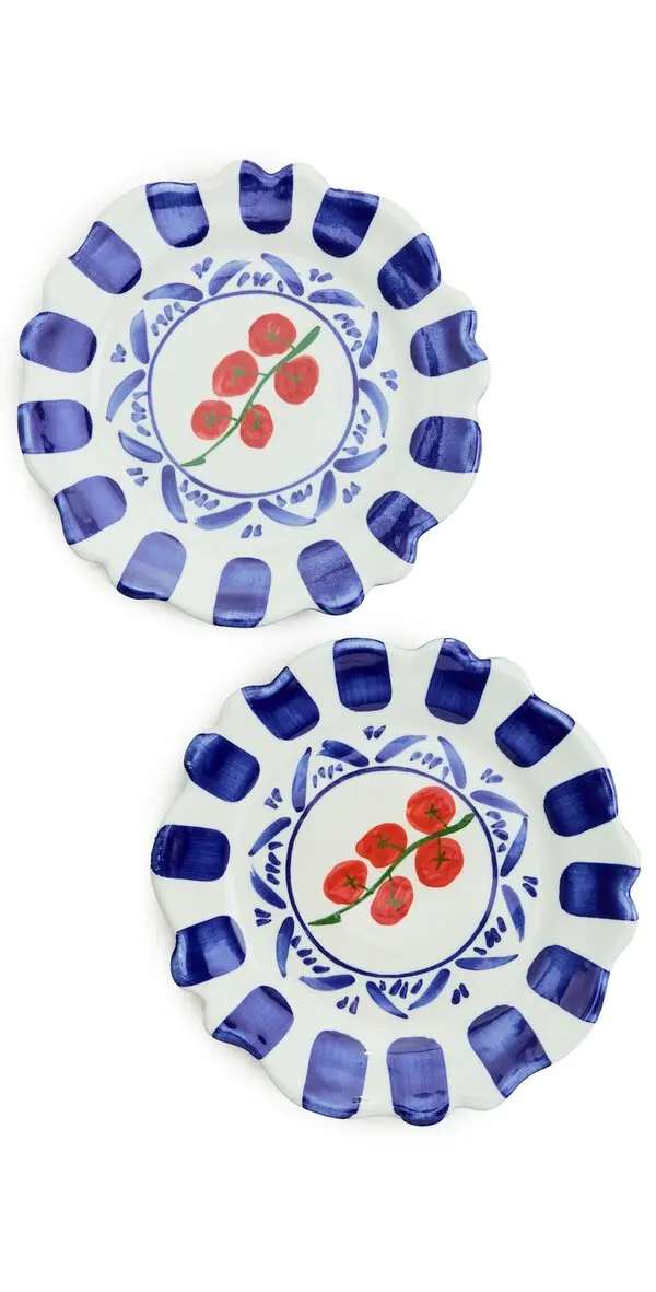 Carolina K Set Of Two Main Plates - Red Blue