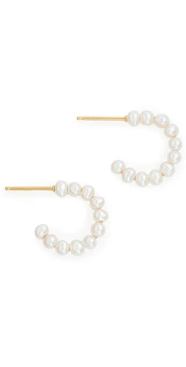 Chan Luu Holly Pearl Hoop Earrings - White Pearl