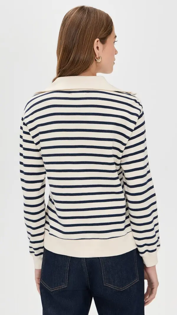 Xirena Striped French Terry Quarter Zip Sweatshirt