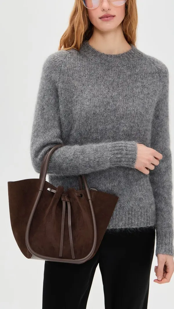 Proenza Schouler Small Ruched Suede Tote - Chocolate