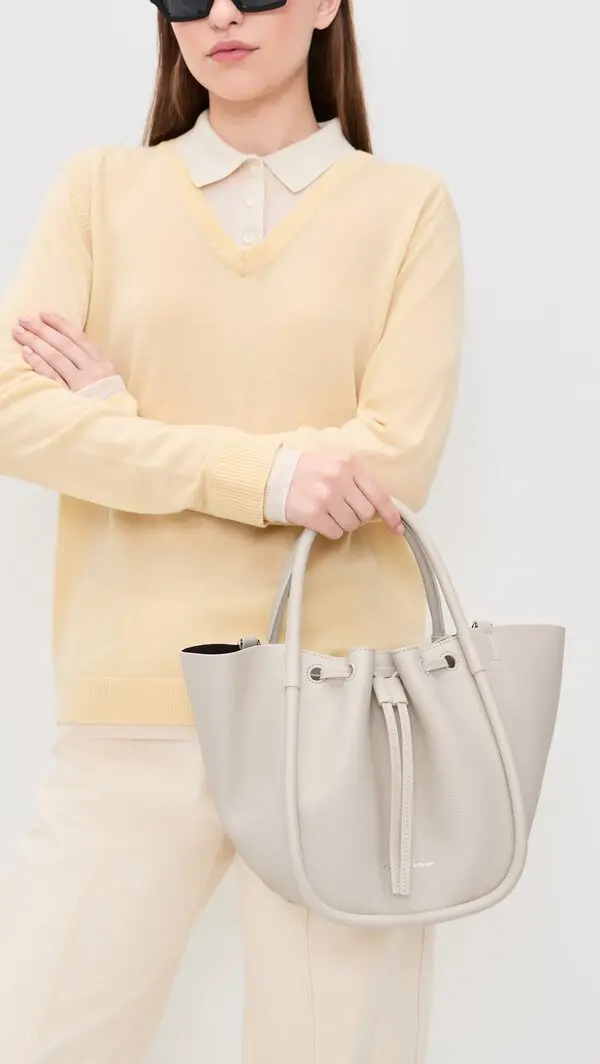 Proenza Schouler Small Ruched Suede Tote - Ecru