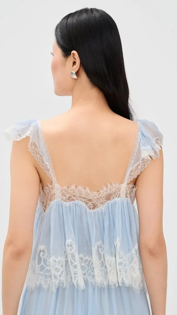 LoveShackFancy Lova Lace-trimmed Silk Top