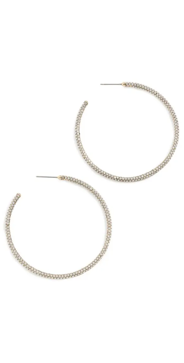 Tory Burch Icon Pavé Hoop Earrings - Tory Gold/crystal