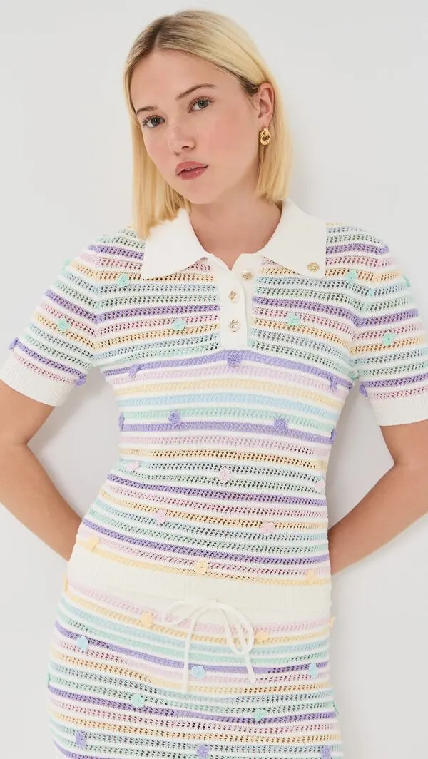 Casablanca Flower Crochet Polo