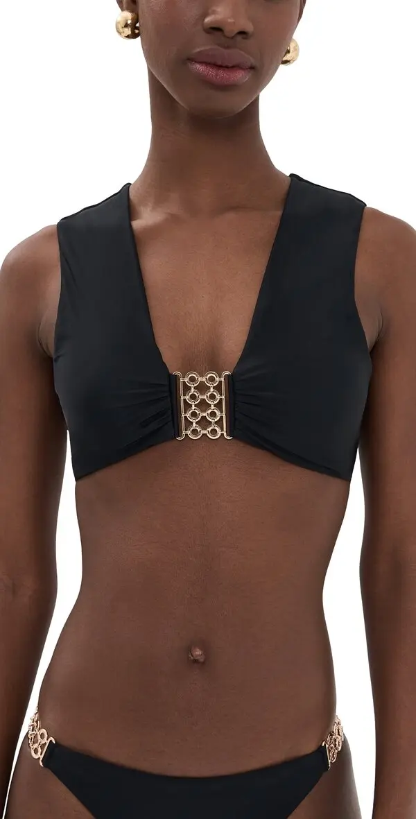 Ramy Brook Embellished Oliwia Bikini Top - Black