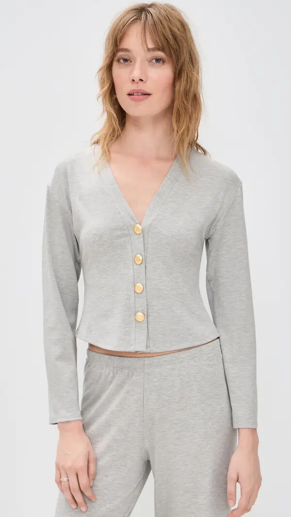 LE BOP Ponte Jersey Cardigan - Heather Grey