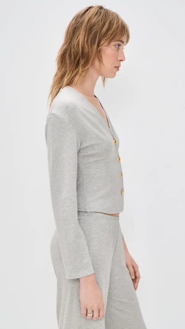 LE BOP Ponte Jersey Cardigan - Heather Grey