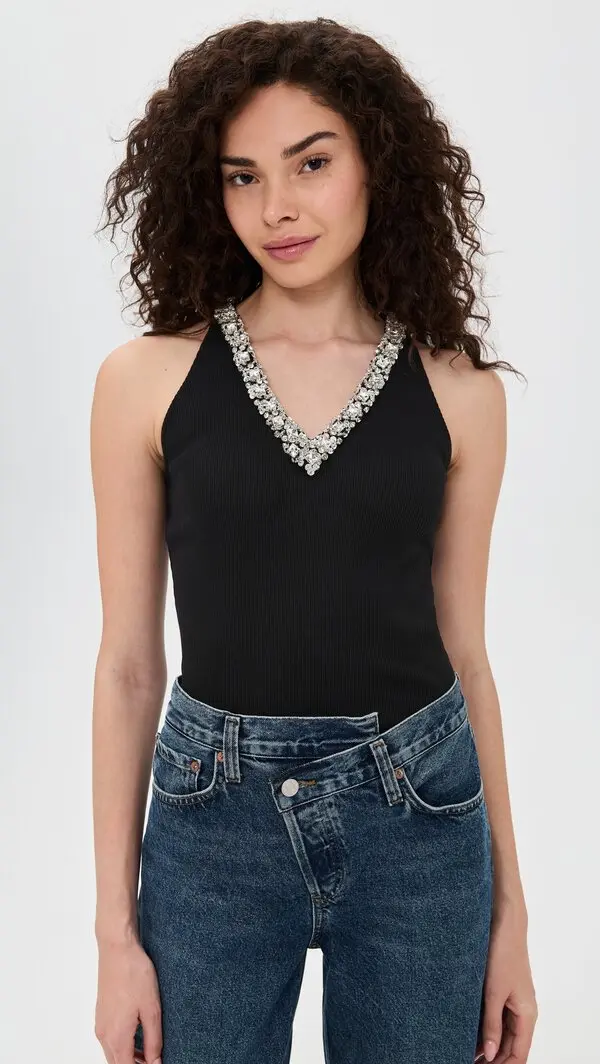 Veronica Beard Ayres Crystal-trimmed Tank