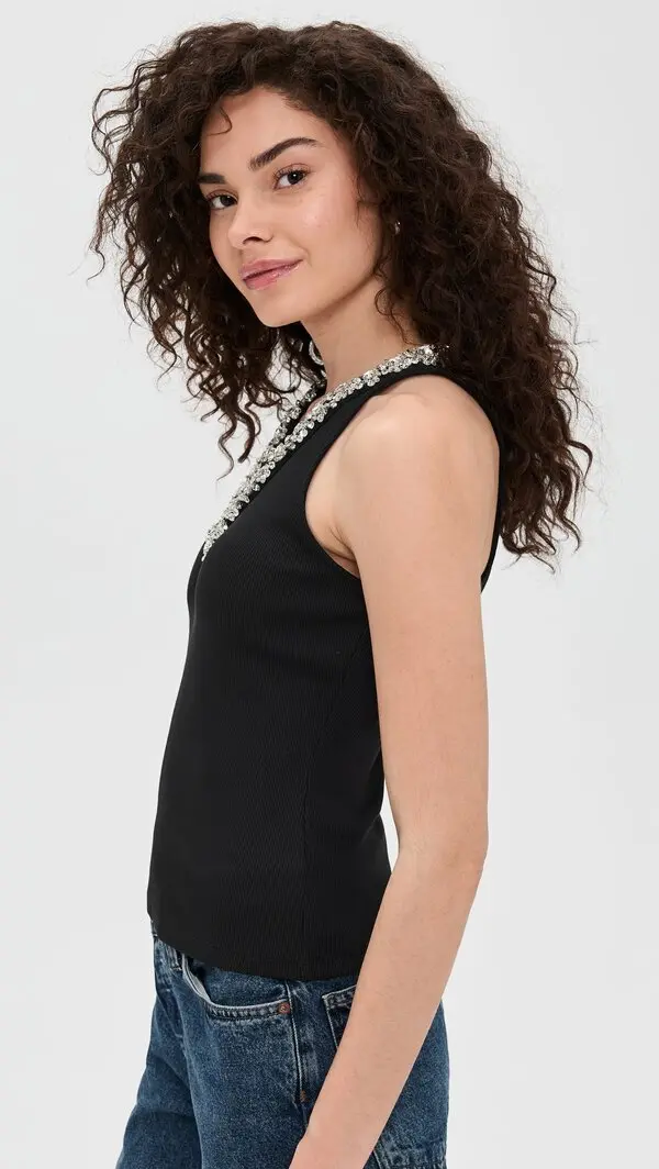Veronica Beard Ayres Crystal-trimmed Tank