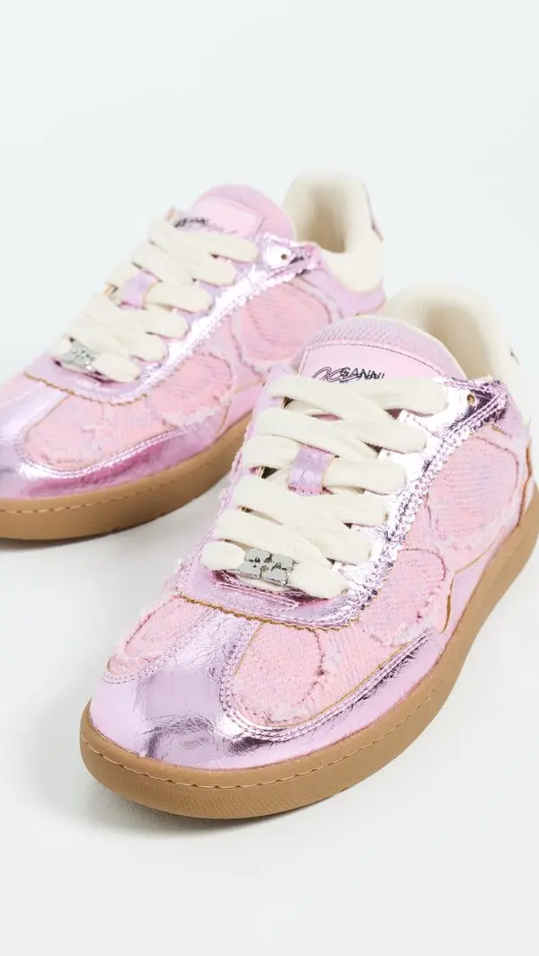 GANNI 08 Crinkle Metallic Sneakers