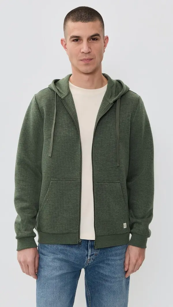Marine Layer Corbet Quilted Zip Hoodie - Olive