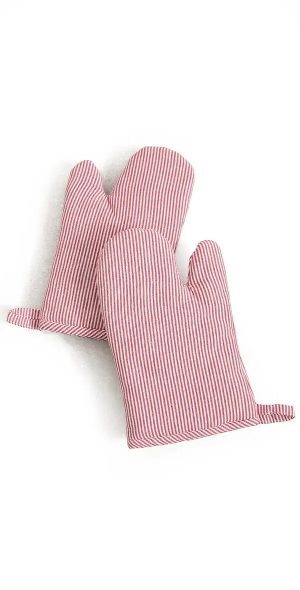 WEEZIE Oven Mitts Pair - Red Stripe