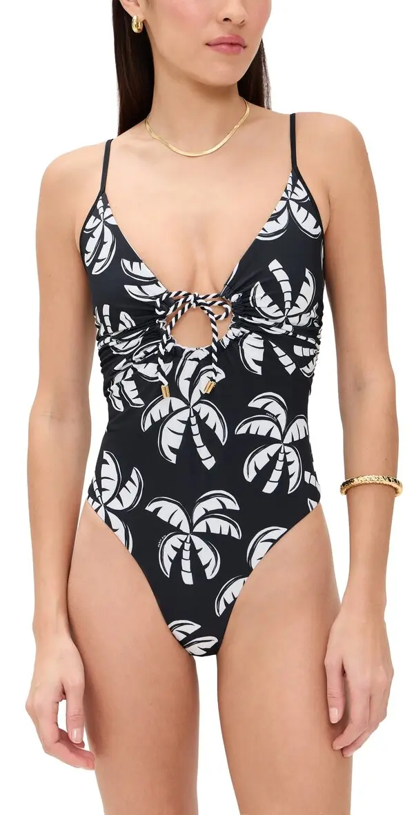 Farm Rio Graphic Palms Two-piece Swimsuit - Graphic Palms Black