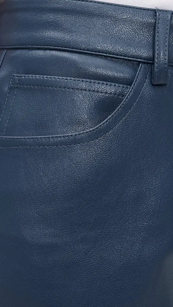 LE BOP Dakota Faux Leather Barrel Pants - Midnight Navy