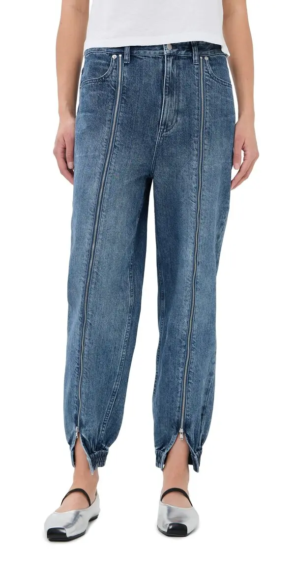 Tibi Zippered Denim Joggers