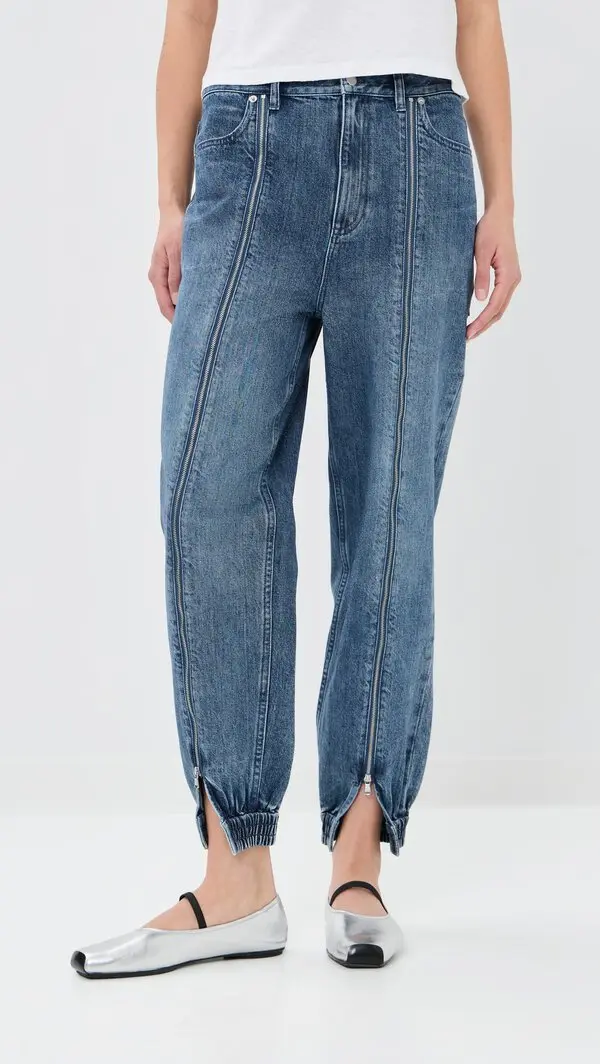 Tibi Zippered Denim Joggers