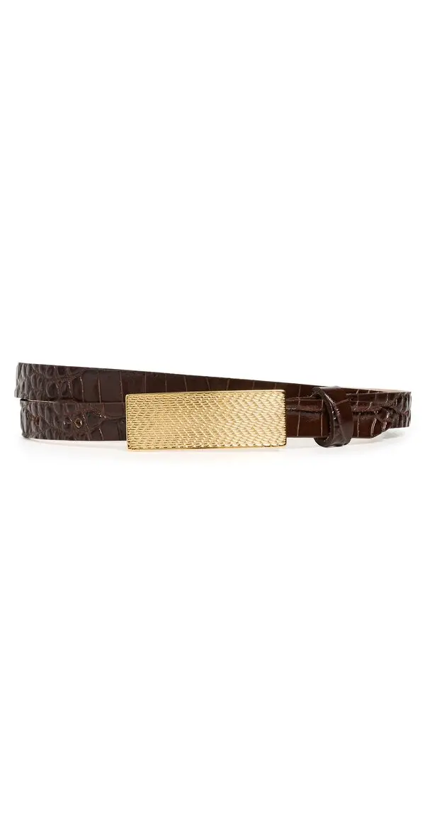 L'Agence Elyse Croc-embossed Belt - Chocolate Croc