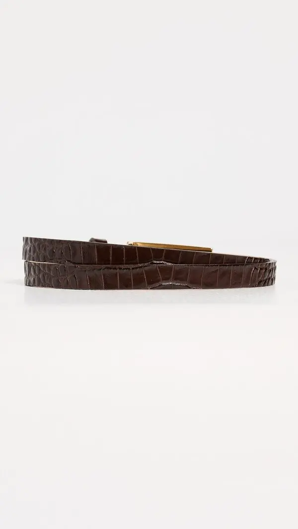L'Agence Elyse Croc-embossed Belt
