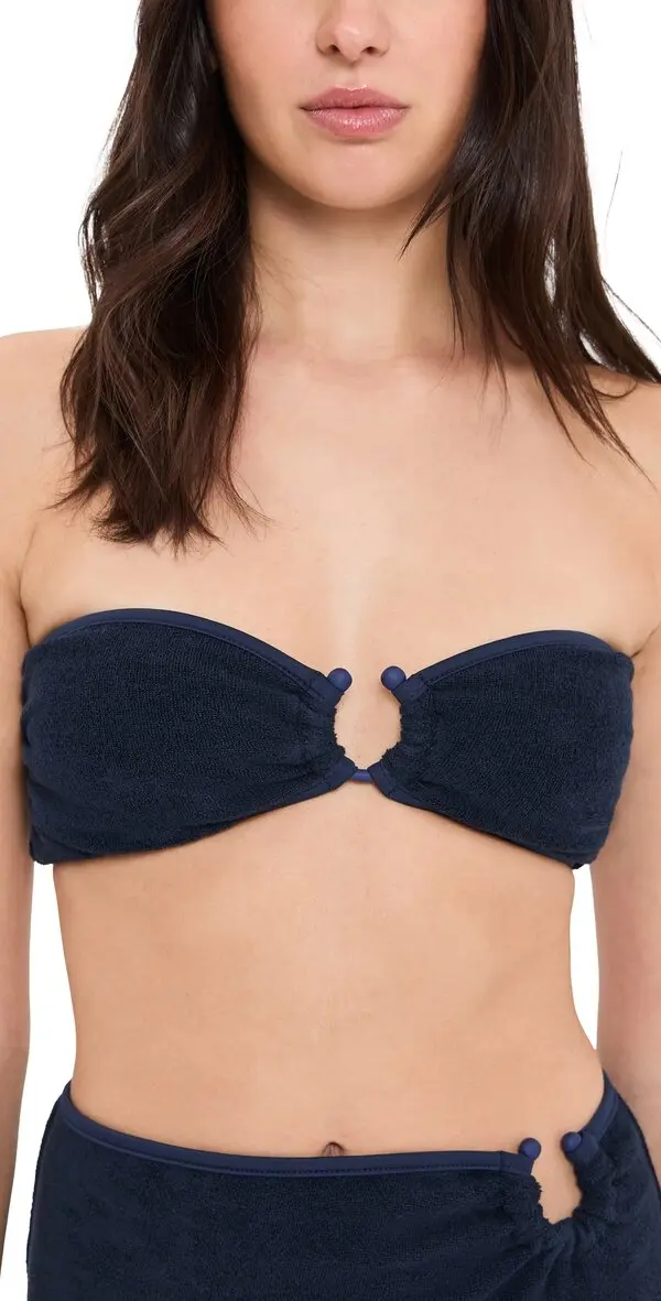 Johanna Ortiz Terry Seawaters Bikini Top - Navy