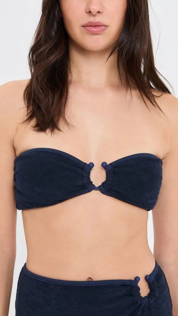 Johanna Ortiz Terry Seawaters Bikini Top - Navy