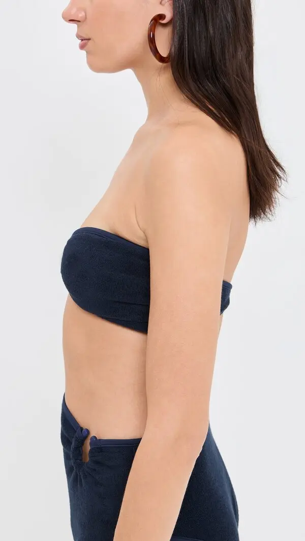 Johanna Ortiz Terry Seawaters Bikini Top - Navy